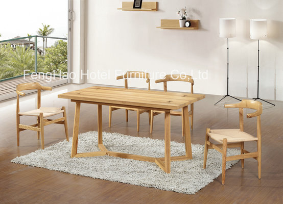 Customized Soild Rustic Wood Restaurant Tables With Dining Chair supplier