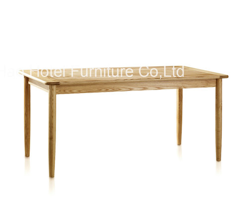 Nordic Style Nature Soild Wood Hotel Dining Table Rectangle Walnut Veneer supplier