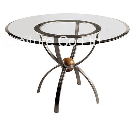 Stainless Steel Leg Round Commercial Restaurant Tables Modern Glass Top supplier
