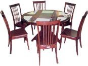 Modern  Cherry Veneer Restaurant Round Table With Chair Set , Dining Room Tables supplier