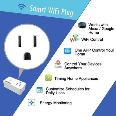 MISSPET 2 Pack 2.4Hz ABS Mini Smart Plug with Alexa and Google