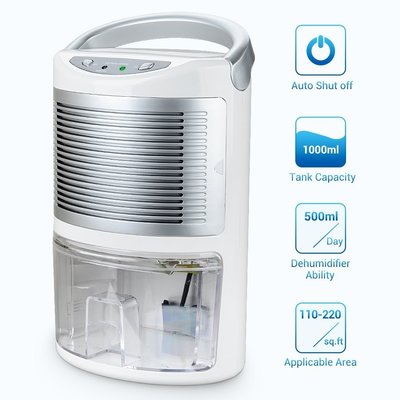 Retractable Handle Portable Electric Dehumidifier 1000ml Water Tank