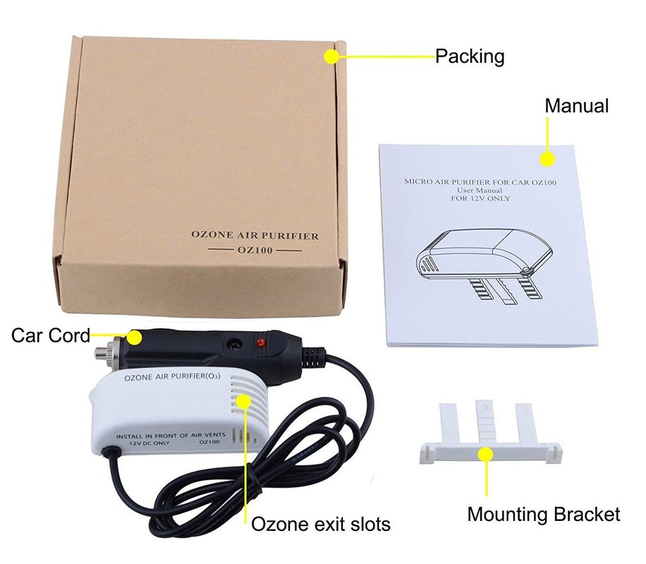 Car Micro Air Purifier Limits Ozone Output  System White Color