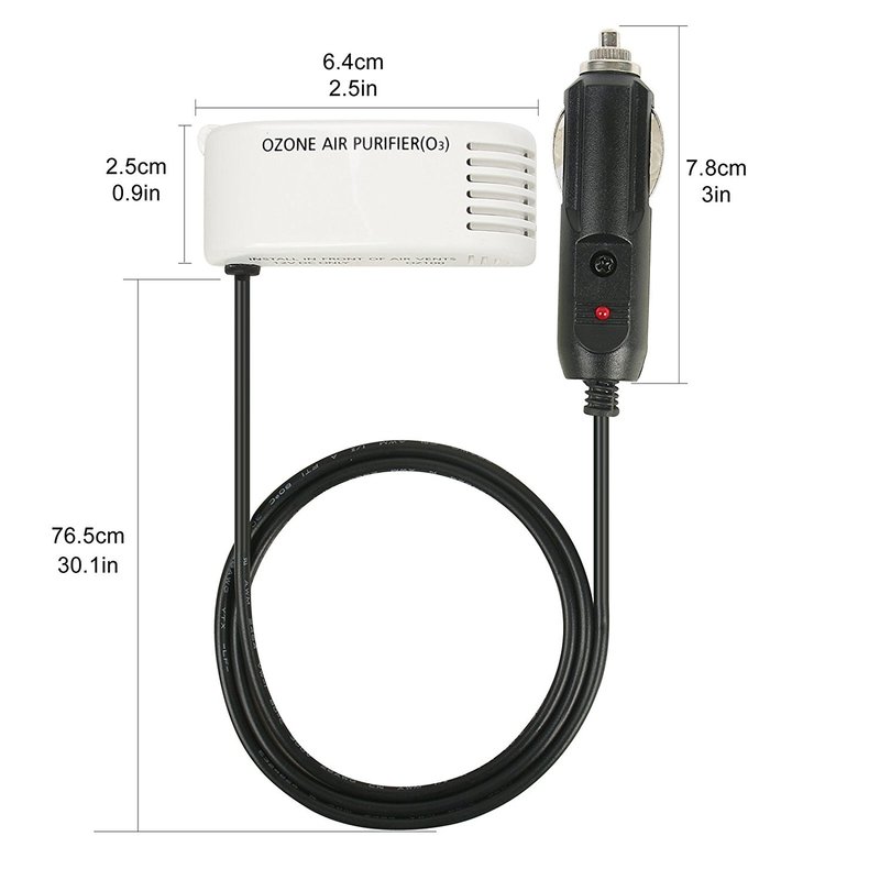 12V Mini Remove Odor Car Air Purifier Lightweight , Ozone Air Cleaner