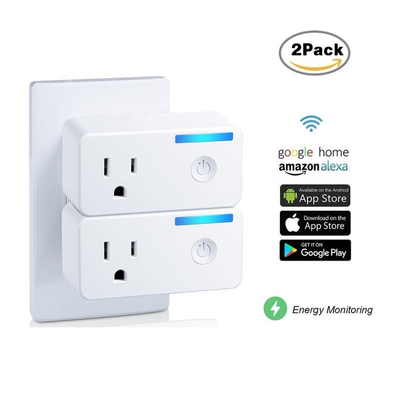 2 Pack 16A 1700W Mini Smart Socket Compatible With Amazon Alexa , Google Home