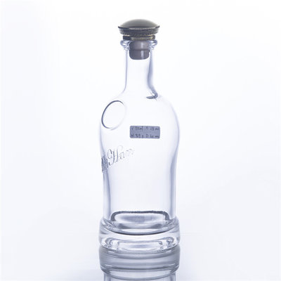 750ML Unique Shape Glass Wine Bottle With Bar Top Cap glas flask liquor bottle