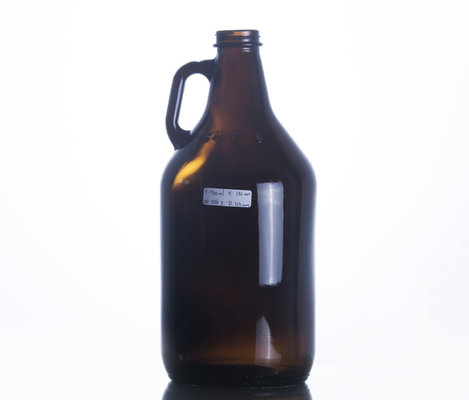 64OZ Big Amber Glass Jug With Finger Handle 38-400 Neck Finish large capacity 2L glass jar