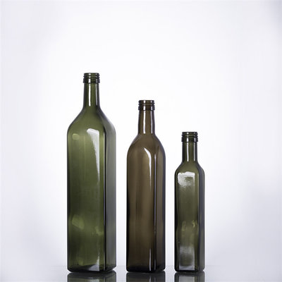 500ML square dark green glass olive oil bottle amber clear glass bottle