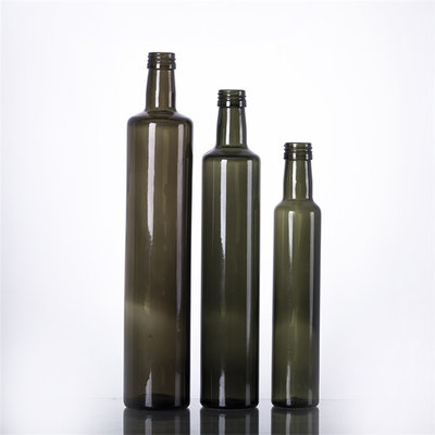 750ML round dark green olive oil glass bottle with plastic cap condiment cruet