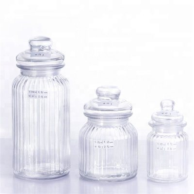 bulk vintage glass candy jar with glass dome lid wholesale glass food packaging for kitchen