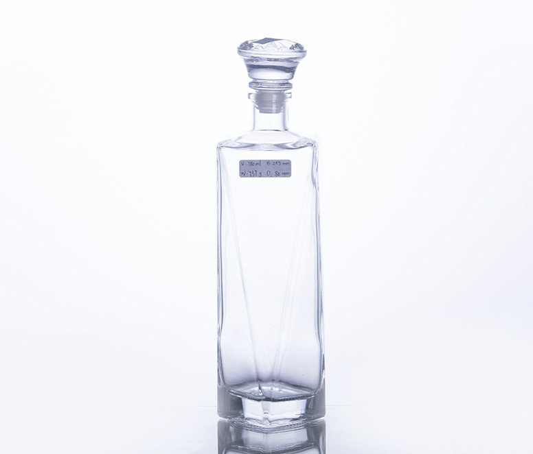750ML Unique Shape Glass Wine Bottle With Bar Top Cap glas flask liquor bottle