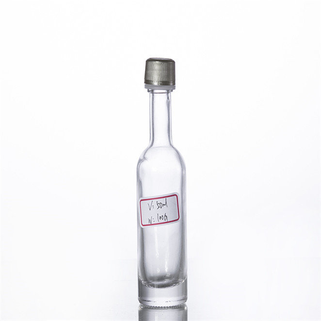 50ML round shape clear glass olive oil bottle with plastic cap high quality mini glass bottle