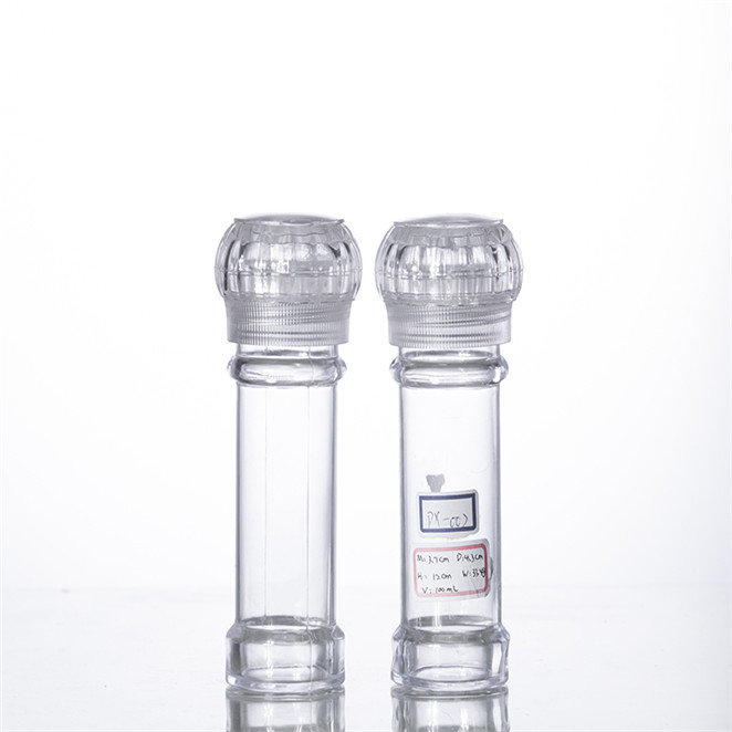 100ML glass spice grinder clear salt mill bottle with plastic cap High Quality factory price
