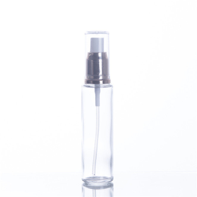 30ML 50ML clear glass perfume bottle with gold cap and pump sprayer glass cosmetic travel bottle