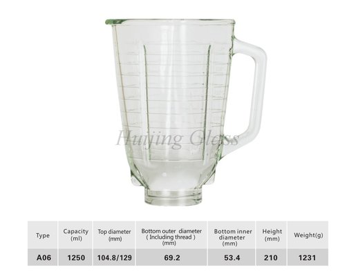 VASO DE VIDRIO PARA LICUADORA 4655 1.25L transparent blender replacement spare parts square glass jar