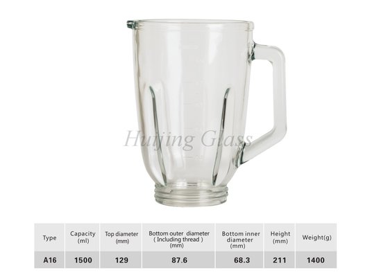 1.5L round national blender replace spare part glass jar/cup A16  vaso de vidrio para licuadora