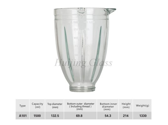 manufacture great quality Glass Blender jug /cup without handle vaso de vidrio A101