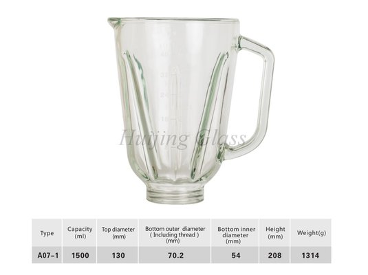 VASO DE VIDRIO PARA LICUADORA 1.5L Capacity blender glass jar /cup for sale A07-1
