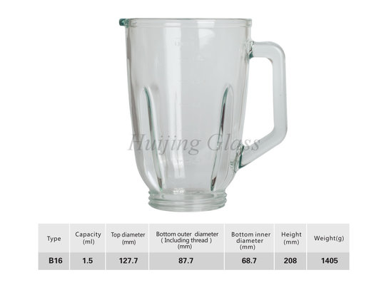 1.5L spare parts juicer soda-lime blender parts glass jar B16 vaso de licuadora