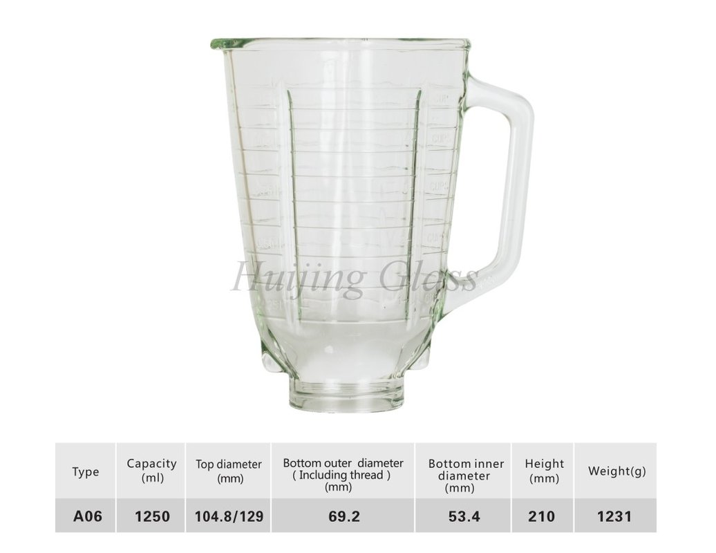VASO DE VIDRIO PARA LICUADORA 4655 1.25L transparent blender replacement spare parts square glass jar