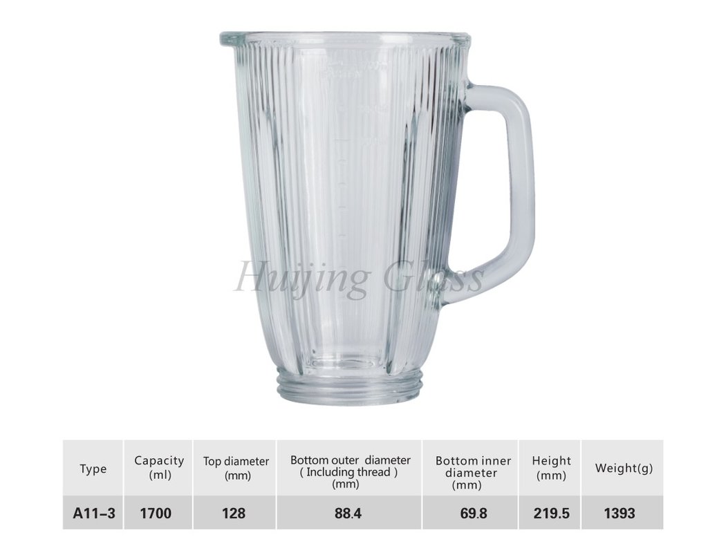 1.5L Home kitchen appliance replacement soda-lime striped blender glass jar A11-3