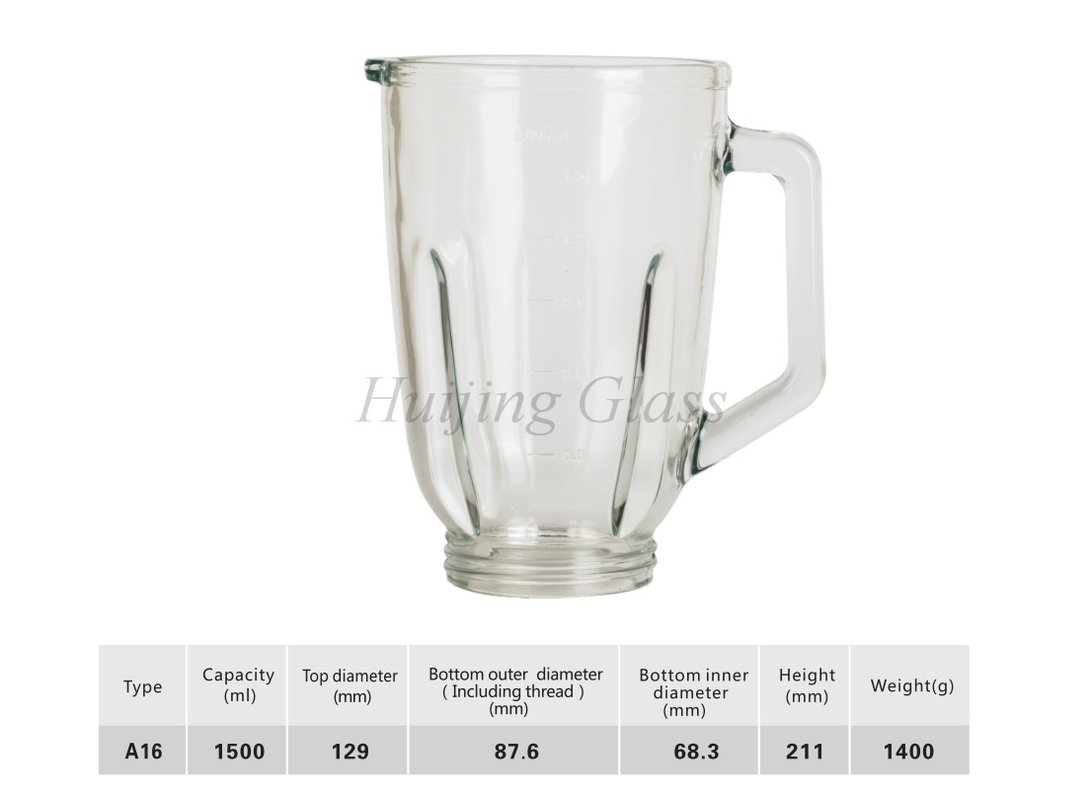 1.5L round national blender replace spare part glass jar/cup A16  vaso de vidrio para licuadora