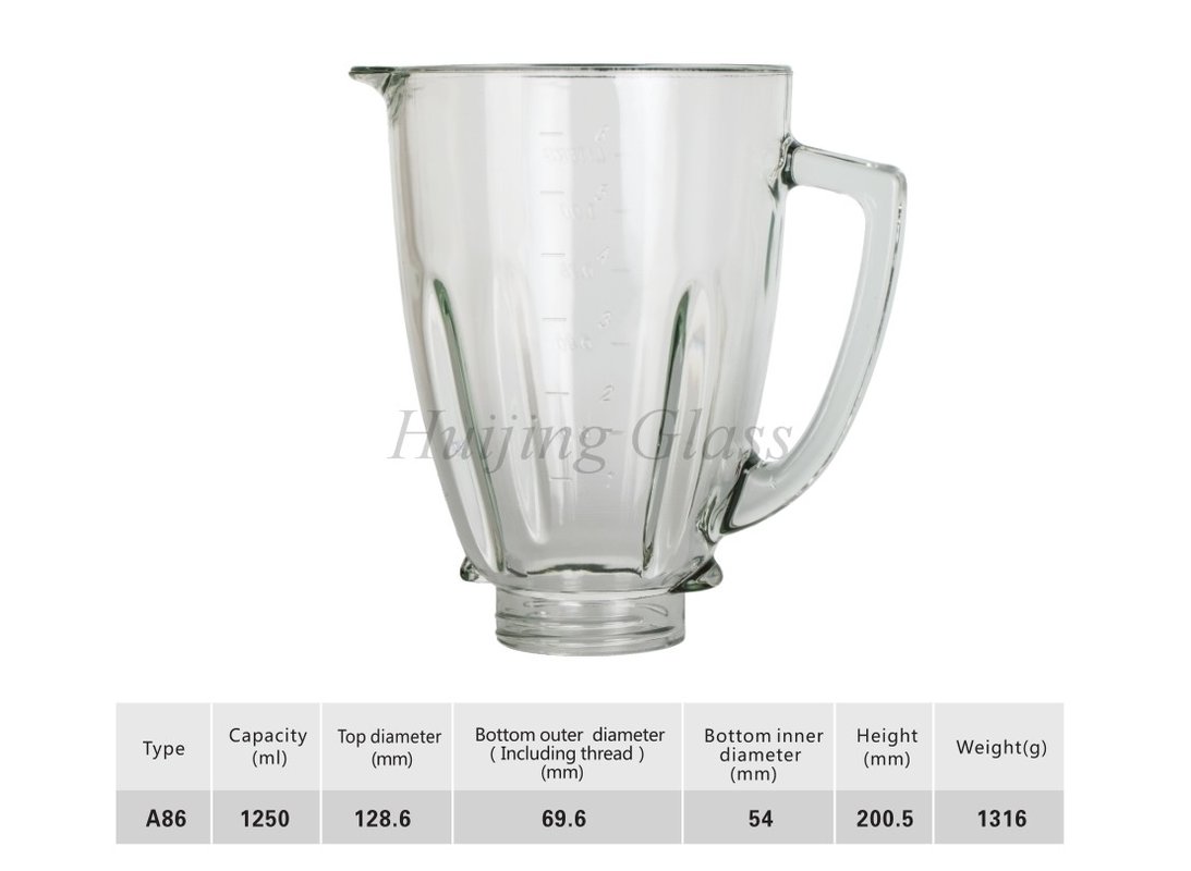factory direct new available Blender Spare Part Replacement glass jar vaso de vidrio A86