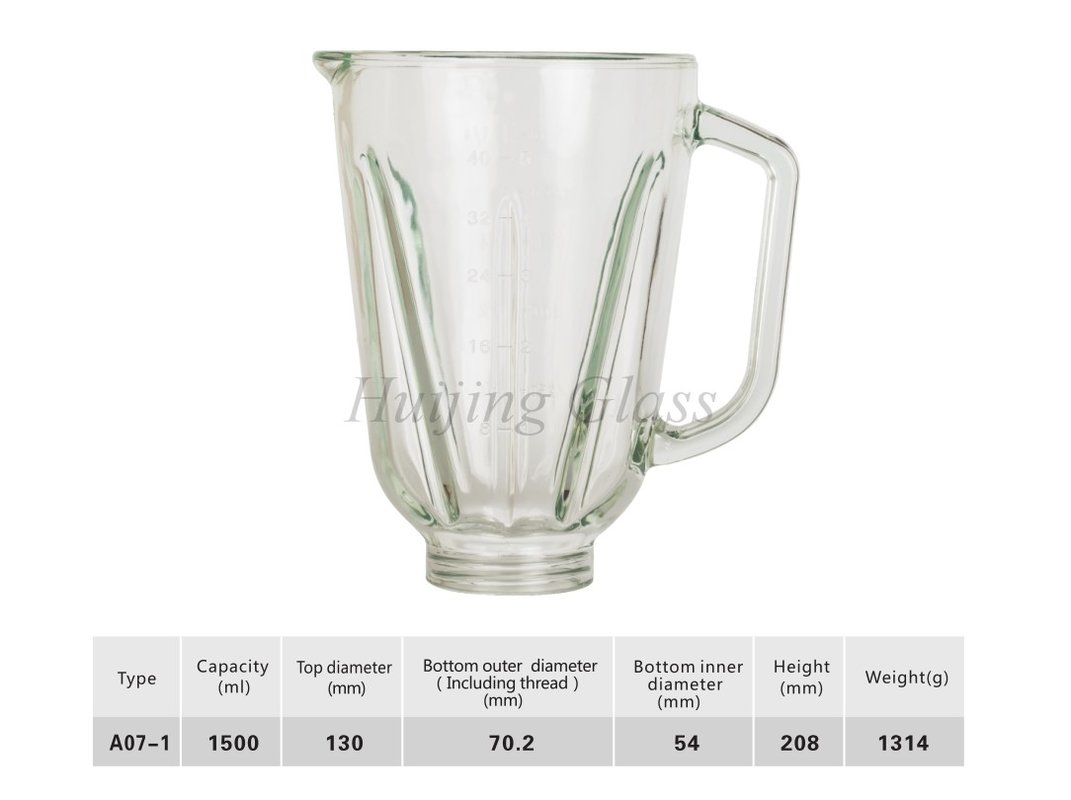 VASO DE VIDRIO PARA LICUADORA 1.5L Capacity blender glass jar /cup for sale A07-1