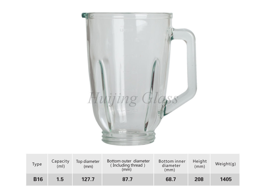 1.5L spare parts juicer soda-lime blender parts glass jar B16 vaso de licuadora