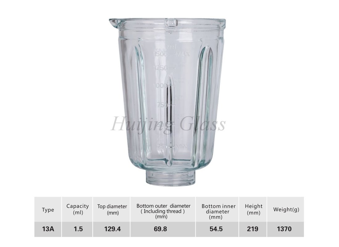 Foshan factory direct hot sale Blender Spare Parts Glass Jar replacement VASO DE VIDRIO PARA LICUADORA 13A