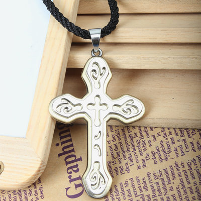 Retro pendant double cross pendant necklace cross necklace jewelry wholesale   QNN4007