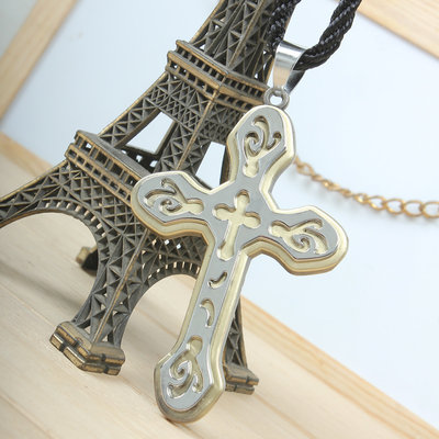 Retro pendant double cross pendant necklace cross necklace jewelry wholesale   QNN4007