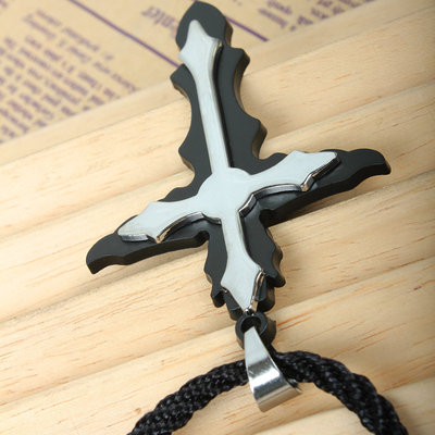 New Men's Black Knights Cross Double Cross pendant personalized titanium steel pendant QNN4016