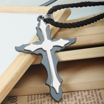 New Men's Black Knights Cross Double Cross pendant personalized titanium steel pendant QNN4016