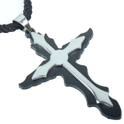 New Men's Black Knights Cross Double Cross pendant personalized titanium steel pendant QNN4016