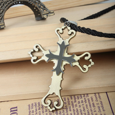 Simple retro hollow carved pendant cross pendant wholesale alloy fittings QNN4018