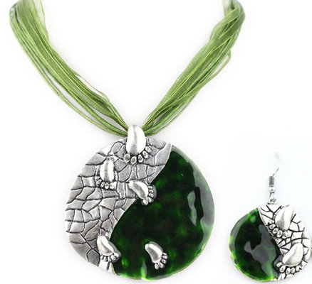 High-grade alloy rhinestone necklace necklace round necklace earrings feet BJX4300