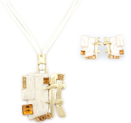 Golden rectangle necklace rope necklace dripping symbol earrings symbol necklace Jewelry Set BJX4304