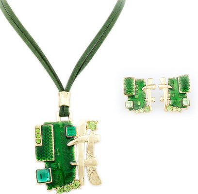 Golden rectangle necklace rope necklace dripping symbol earrings symbol necklace Jewelry Set BJX4304