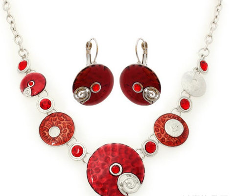 Round red necklace round earrings necklace threaded necklace tortillas BJX4306