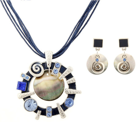 Upscale retro shell necklace Ra necklace Thread Necklace Earrings Set BJX4309
