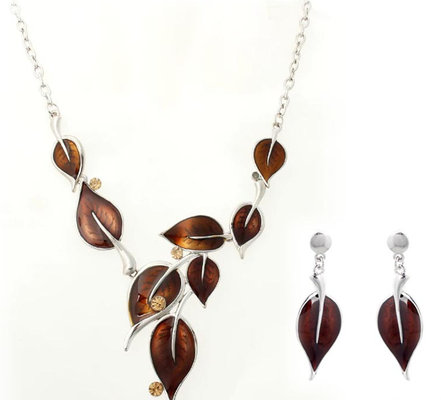 High-end necklace  Alloy leaf Red Leaf Necklace Earrings and Necklace Set BJX4317