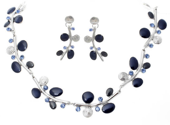 Thread Earrings and Necklace Set Oval diamond necklace  Droplets Jewelry Set BJX4318