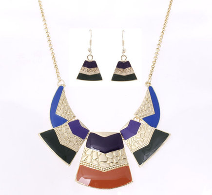 Alloy jewelry  Golden Earring trapezoid  Keystone necklace Rectangle Necklace BJX4320