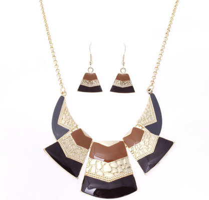 Alloy jewelry  Golden Earring trapezoid  Keystone necklace Rectangle Necklace BJX4320