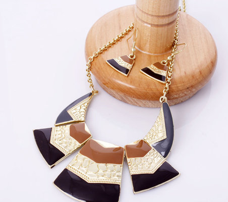 Alloy jewelry  Golden Earring trapezoid  Keystone necklace Rectangle Necklace BJX4320