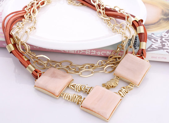 Exaggerated diamond necklace Square Resin Necklace Earrings Set  Jewelry Set BJX4323