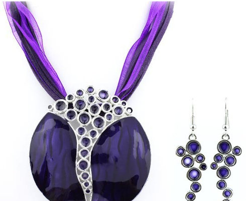 Retro Enamel round pendant necklace earrings set Circular hollow necklace Ladybug necklace BJX4324
