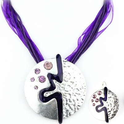 Retro Enamel round pendant necklace jewelry sets necklace earrings set Lightning BJX4326