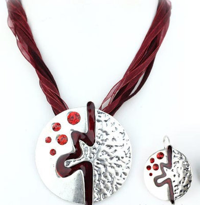 Retro Enamel round pendant necklace jewelry sets necklace earrings set Lightning BJX4326